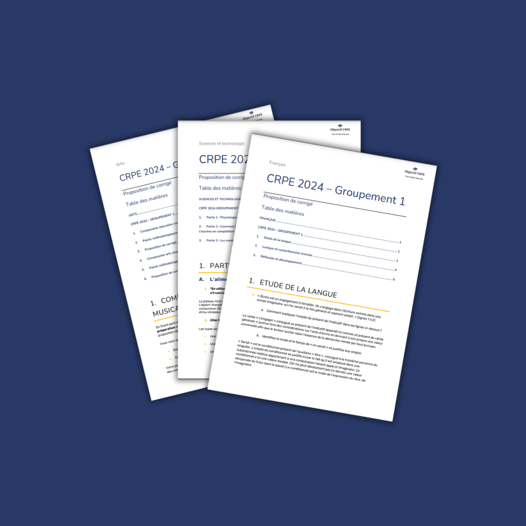 Les sujets du CRPE 2024 et du CRPE 2023 | Objectif CRPE